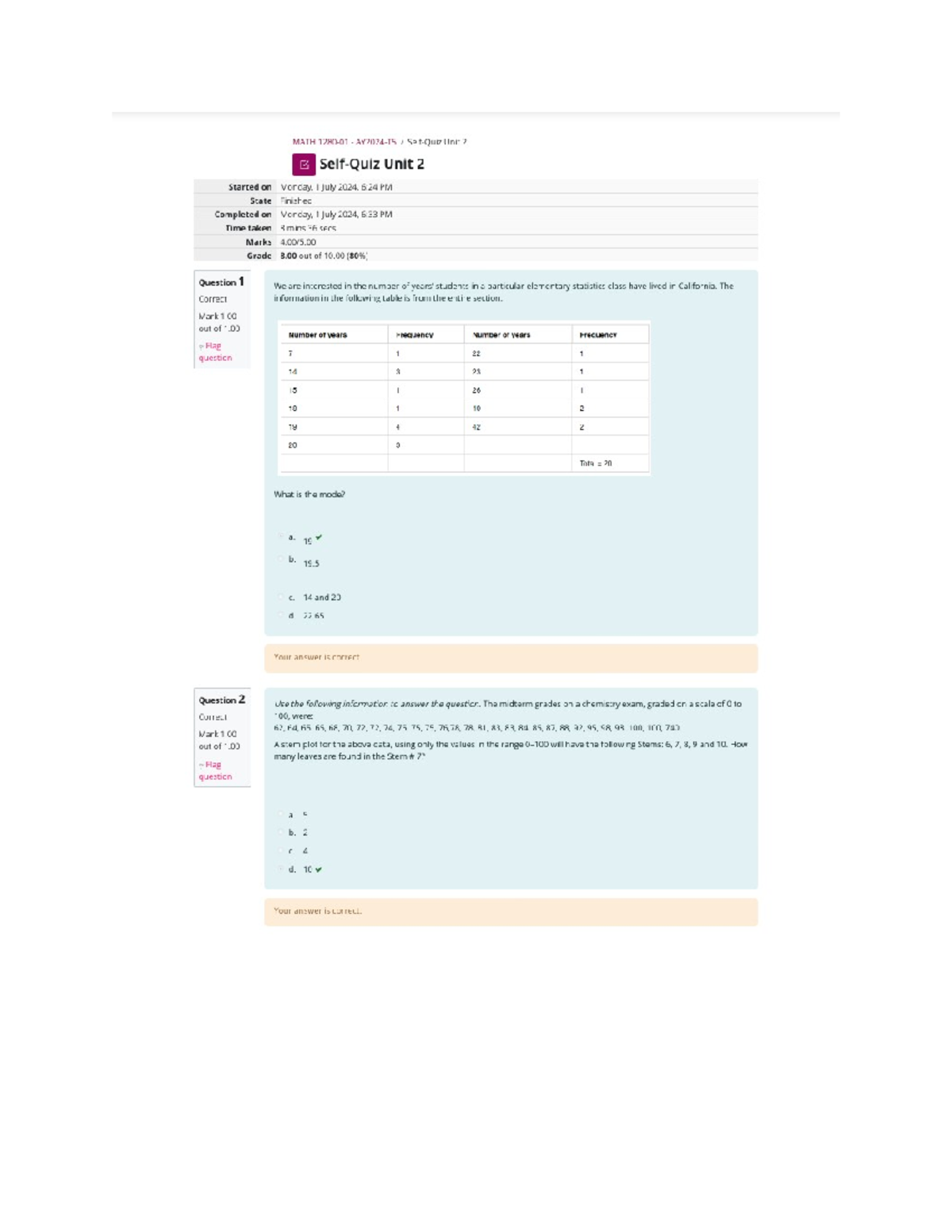 MATH 1280-01 - AY2024-T5 Quiz-2 - MATH Unit 2 Unit 2 Started on Monday ...