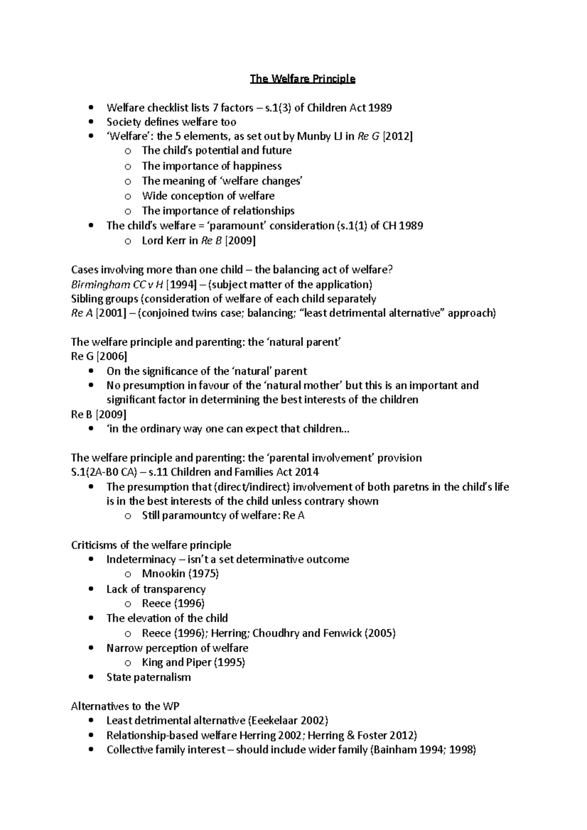 The Welfare Principle - Lecture notes 5 - The Welfare Principle Welfare ...