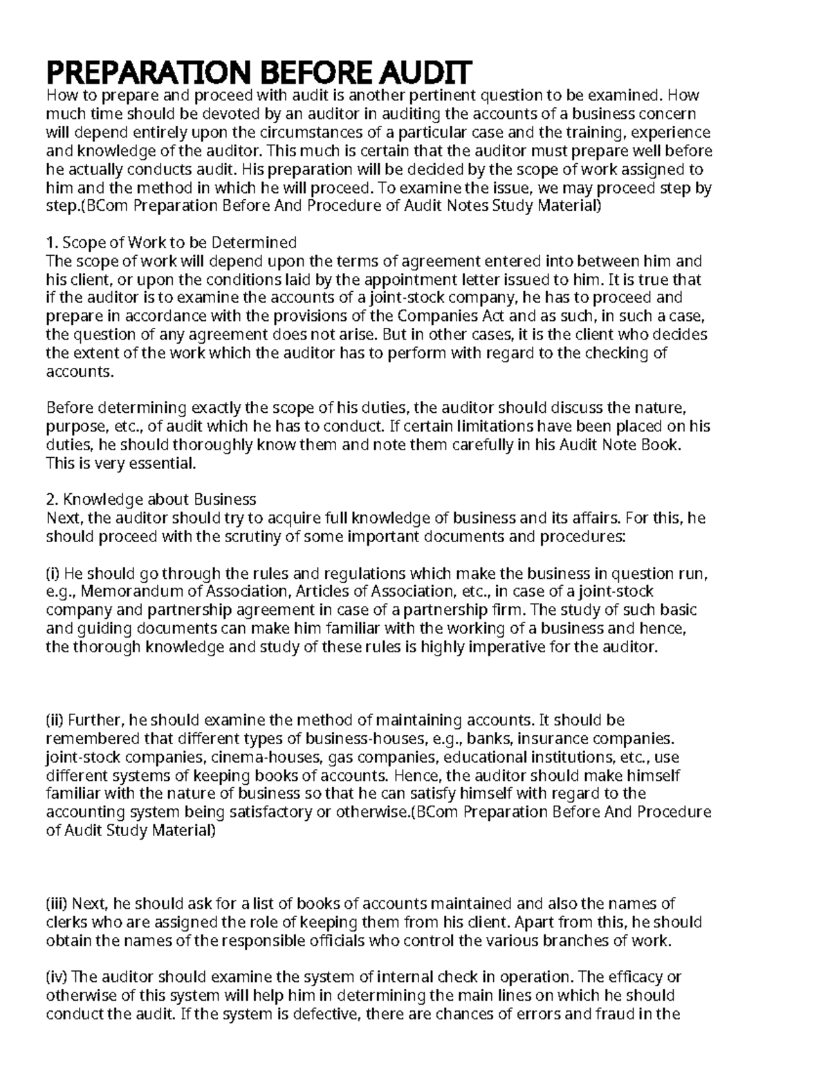 Procedure - Lecture Notes Prepared by Alex sir - PREPARATION BEFORE ...