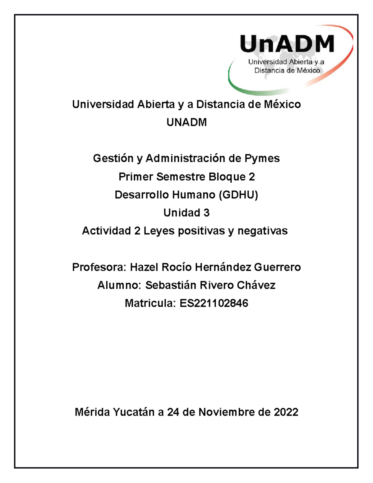 GDHU U3 A2 SERC - Desarrollo humano - Universidad Abierta y a Distancia ...