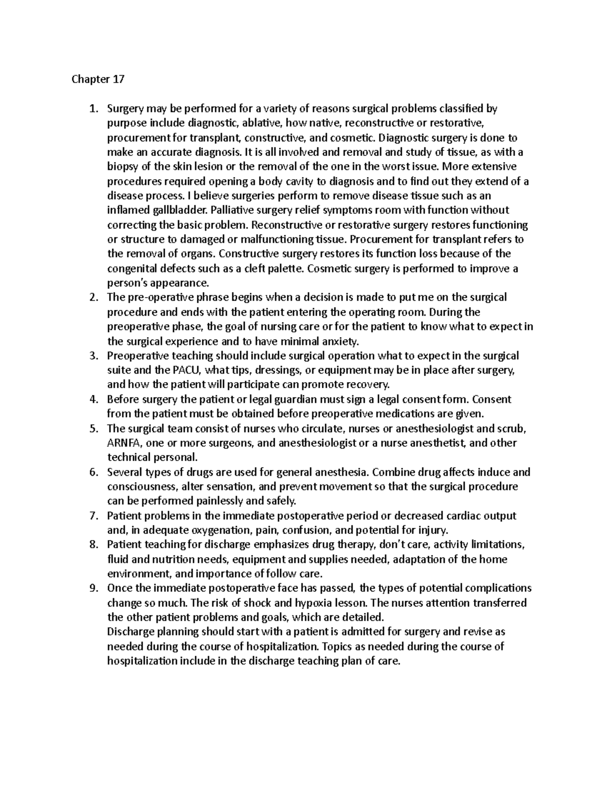 Chapter 17Quiz 9 notes for the chapter med surg book - Chapter 17 ...