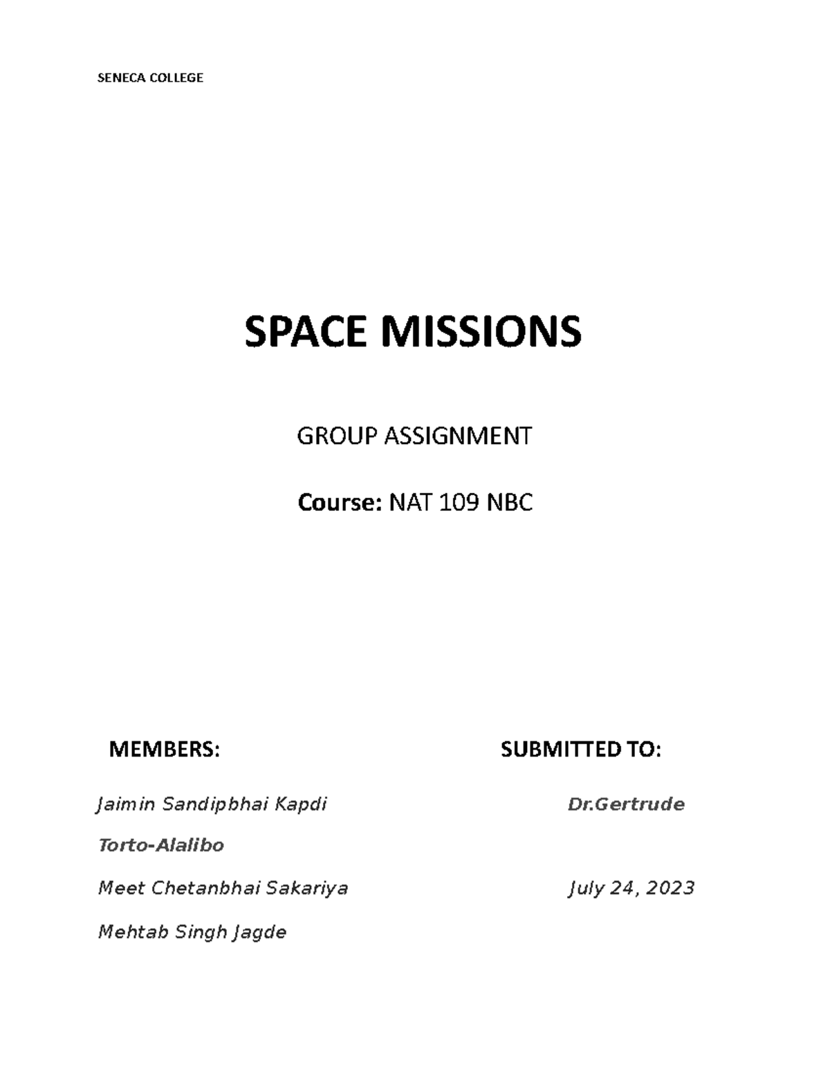 NAT Grp Assignment - group assignmemt general course - NAT542 - SENECA ...