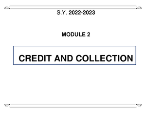 Credit and collection Module 1,2,3 - S. 2022- MODULE CREDIT AND COLLECTION Course Code & Title ...