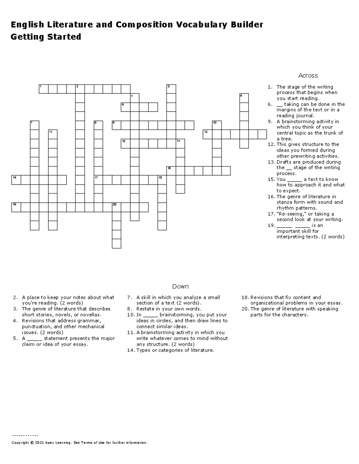 1.3.2 Practice - Word Puzzle - ____________ English Literature and ...