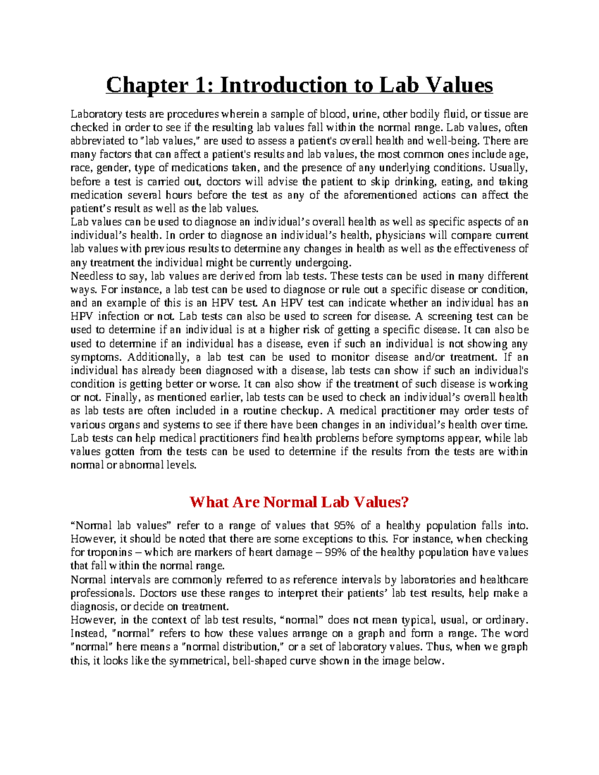 LAB values interpretation - Chapter 1: Introduction to Lab Values ...