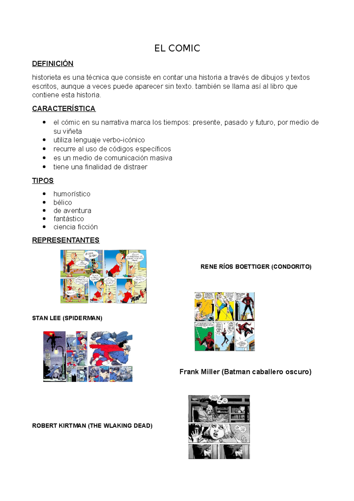 EL Comic RESUMEN CORTO DEL COMIC - EL COMIC DEFINICIÓN historieta es ...