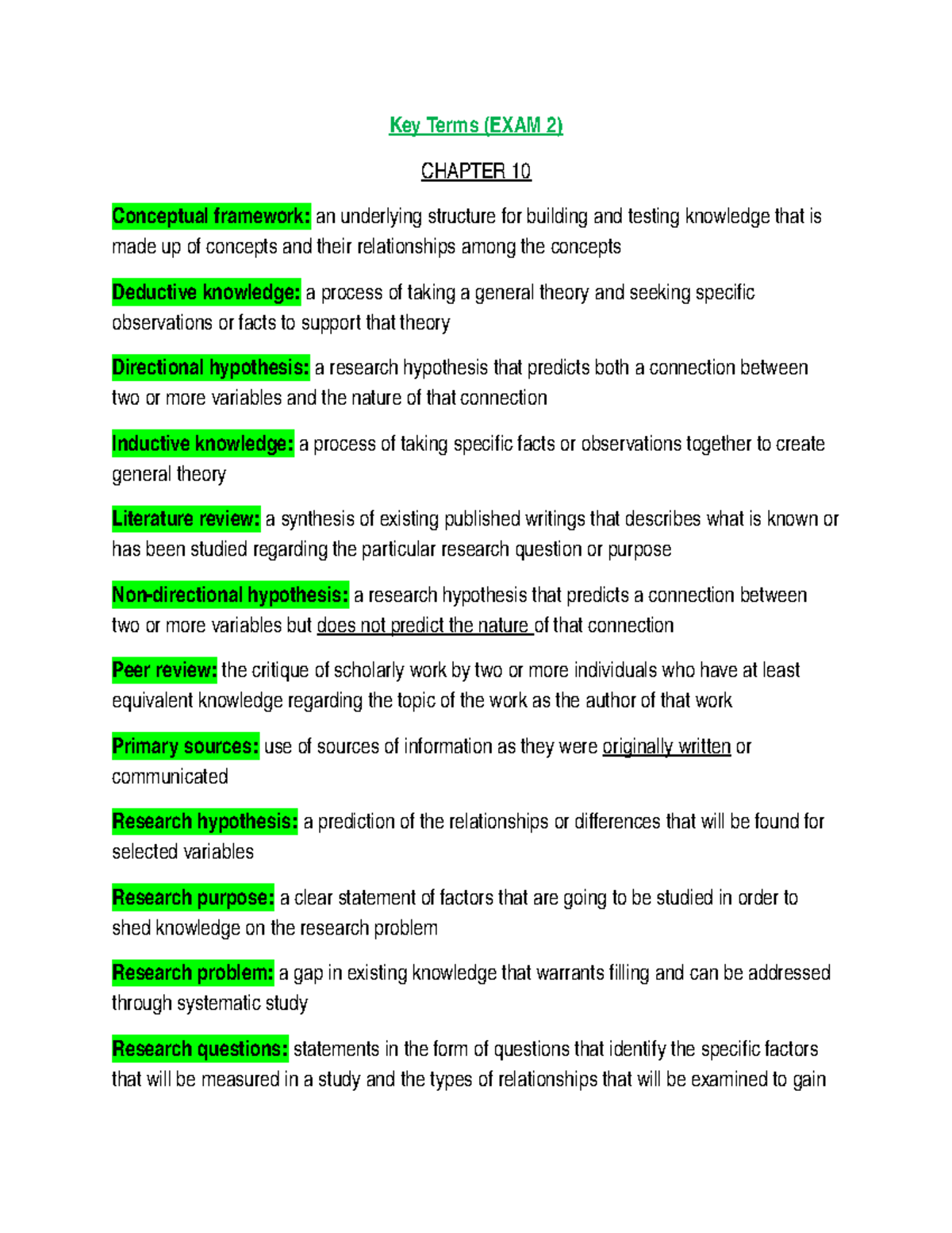 Key Terms Exam 2 - Key Terms (EXAM 2) CHAPTER 10 Conceptual framework ...