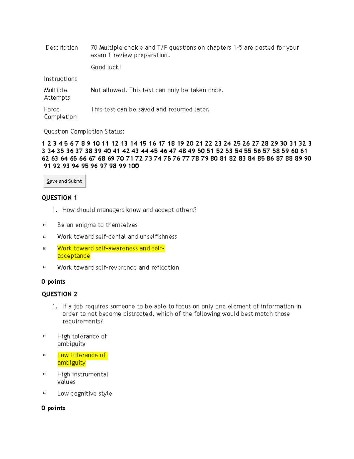 Developing Managerial Competence test 1 practise - Question Completion ...