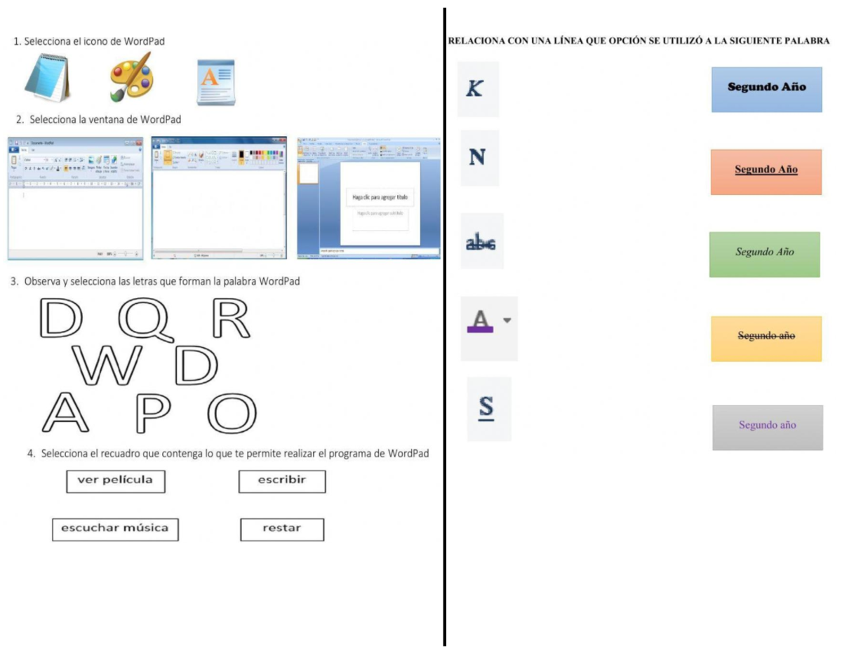 1º - solo para practicar - 1. Selecciona el icono de WordPad RELACIONA ...