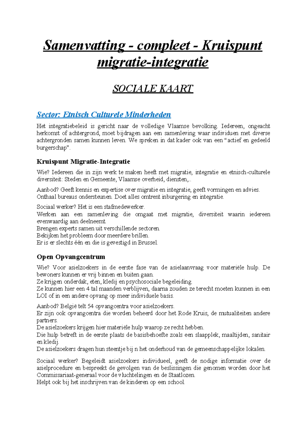 Samenvatting - compleet - Kruispunt migratie-integratie - Samenvatting - compleet - Kruispunt ...