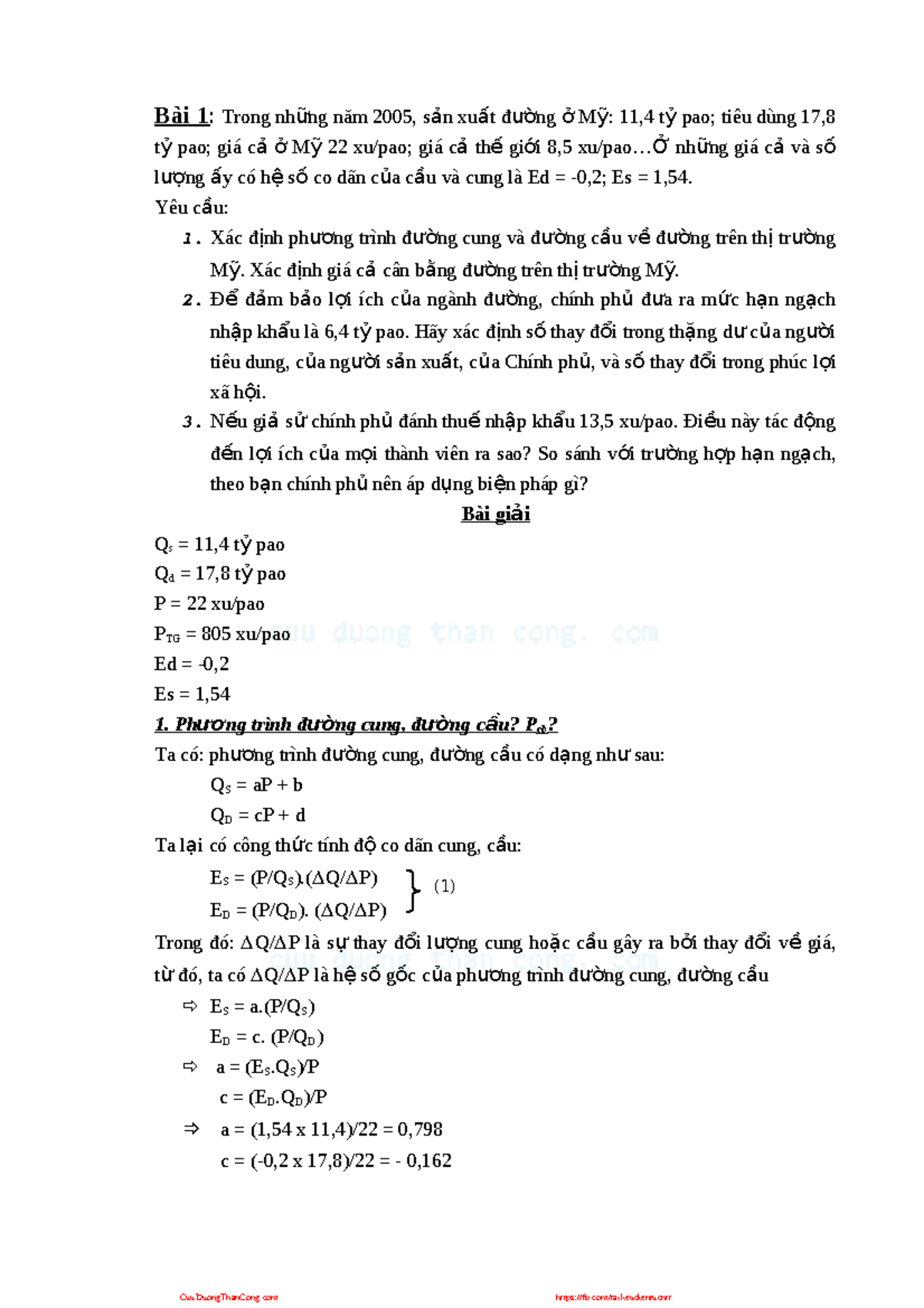Isinhvien.com-971-bai tap kinh te vi mo tu luan - Bài 1 : Trong nh ng năm 2005, s n xu t đ ng M ...