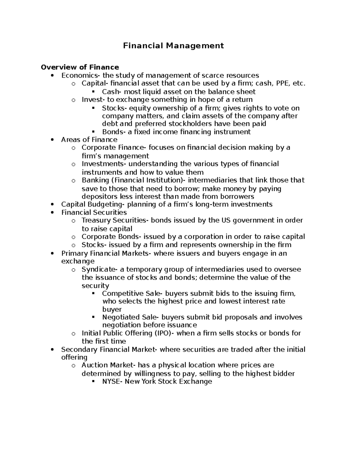 Financial Management - Financial Management Overview of Finance ...