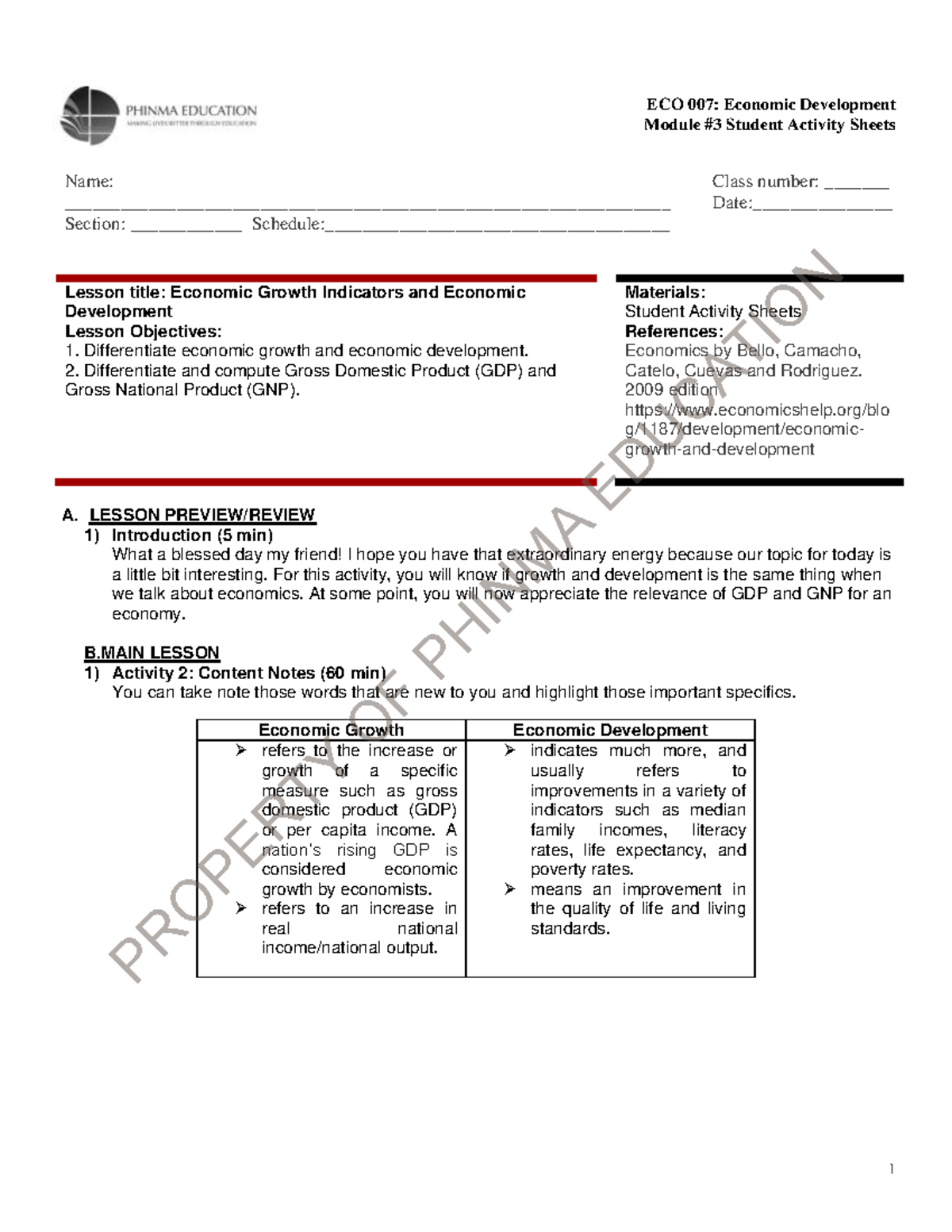 SAS3-ECO007 - Module #3 Student Activity Sheets Name: - Studocu