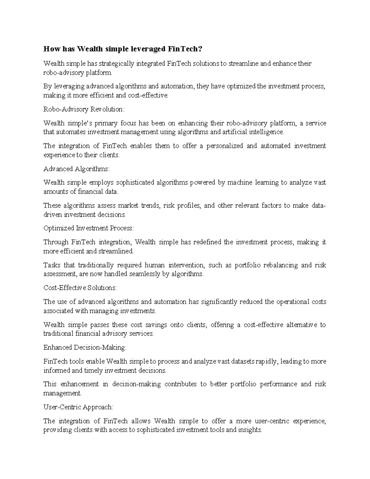 How has Wealth simple leveraged Fin Tech - How has Wealth simple ...