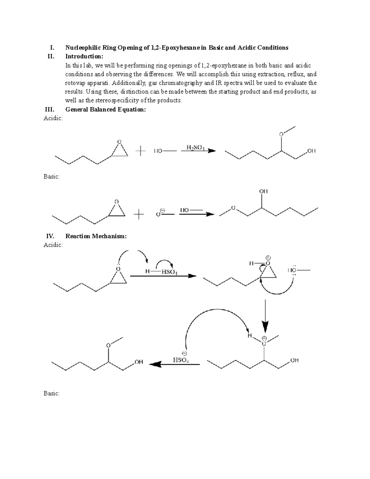 Experiment 4 - I. Nucleophilic Ring Opening of 1,2-Epoxyhexane in Basic ...