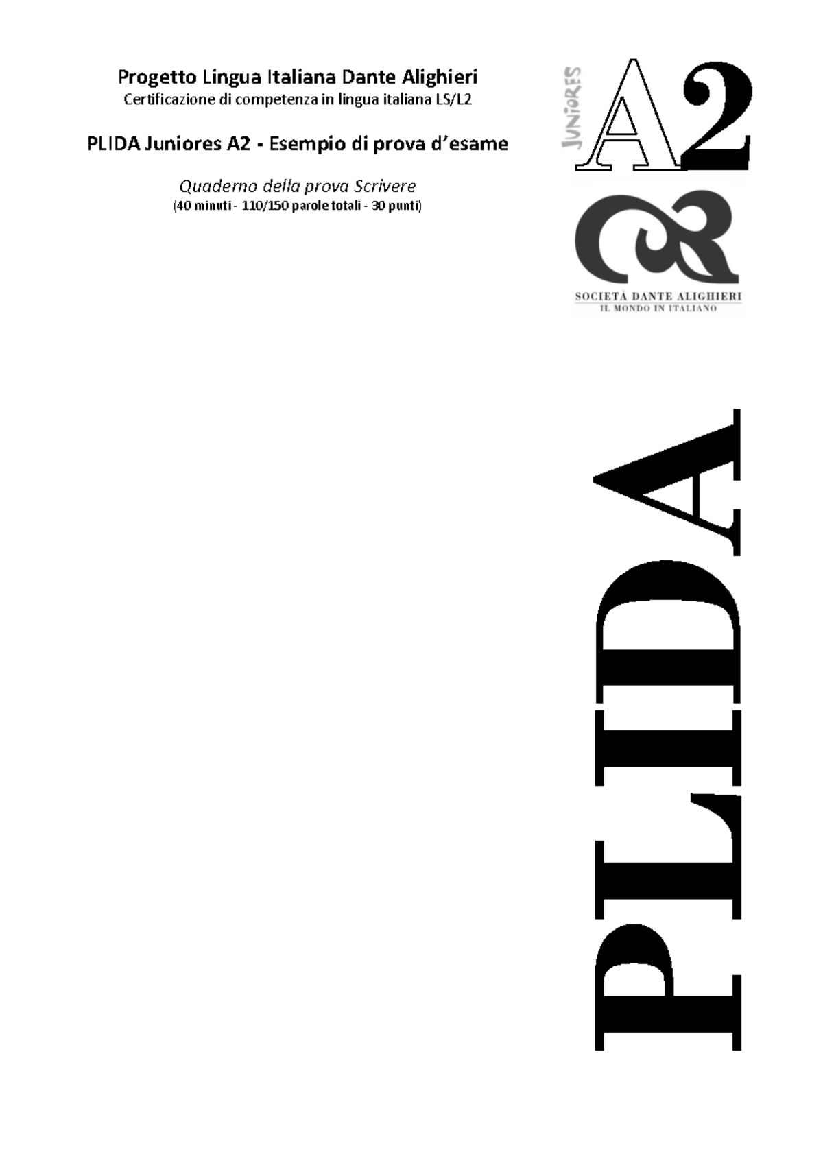 Plida A2 Scrivere - 2 Progetto Lingua Italiana Dante Alighieri ...