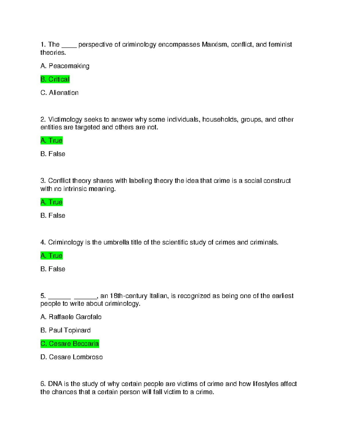 Political crime and terrorism exam part 3 - The ____ perspective of ...