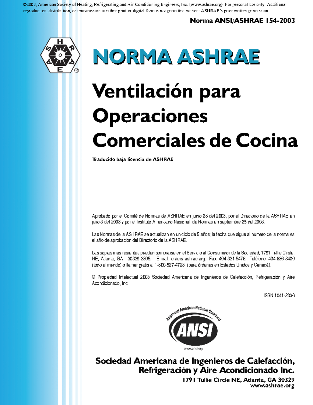 Ashrae 154-2003 Ventilacion para Operaciones Comerciales de Cocina ...
