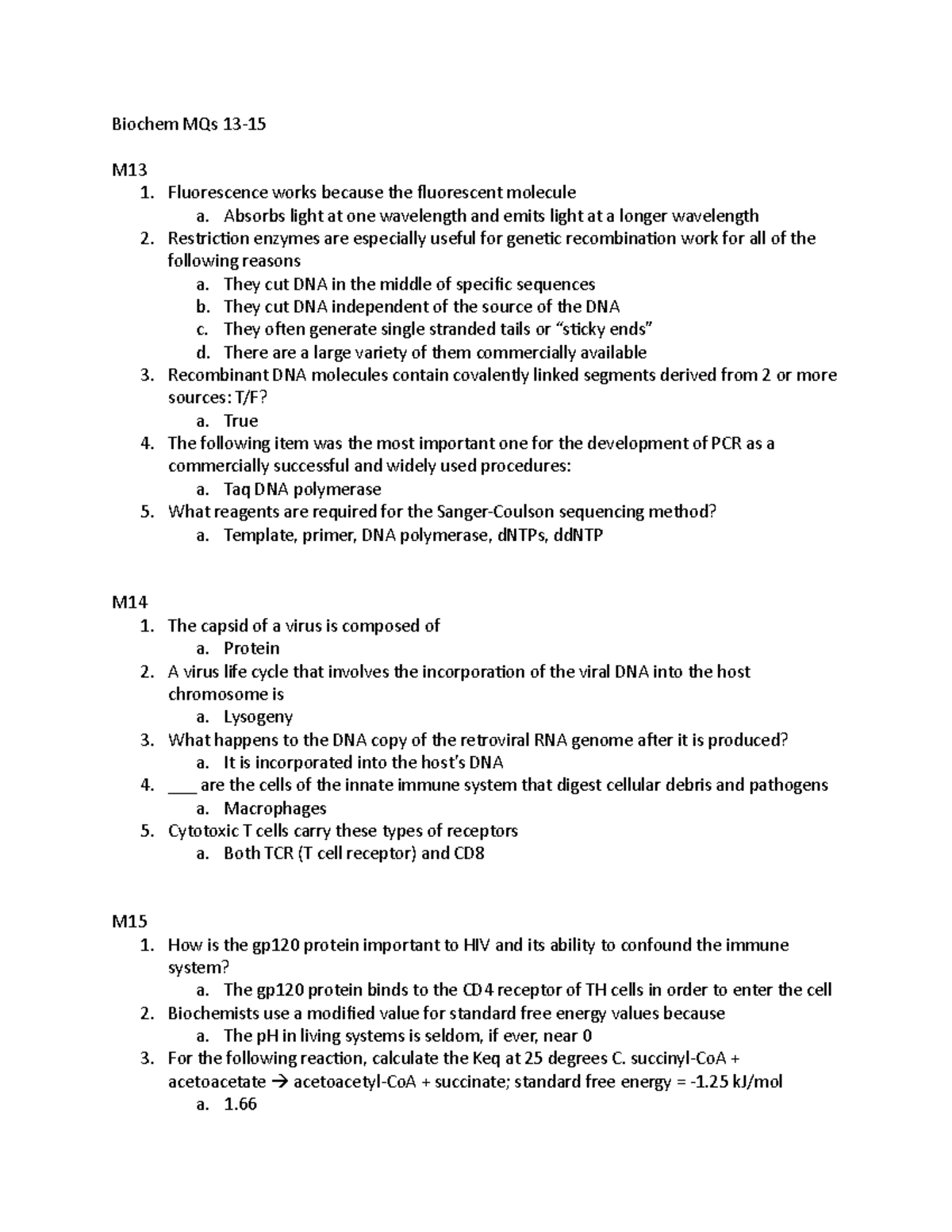 Biochem MQs 13-15 - Professor Grabner - Biochem MQs 13- M 1 ...
