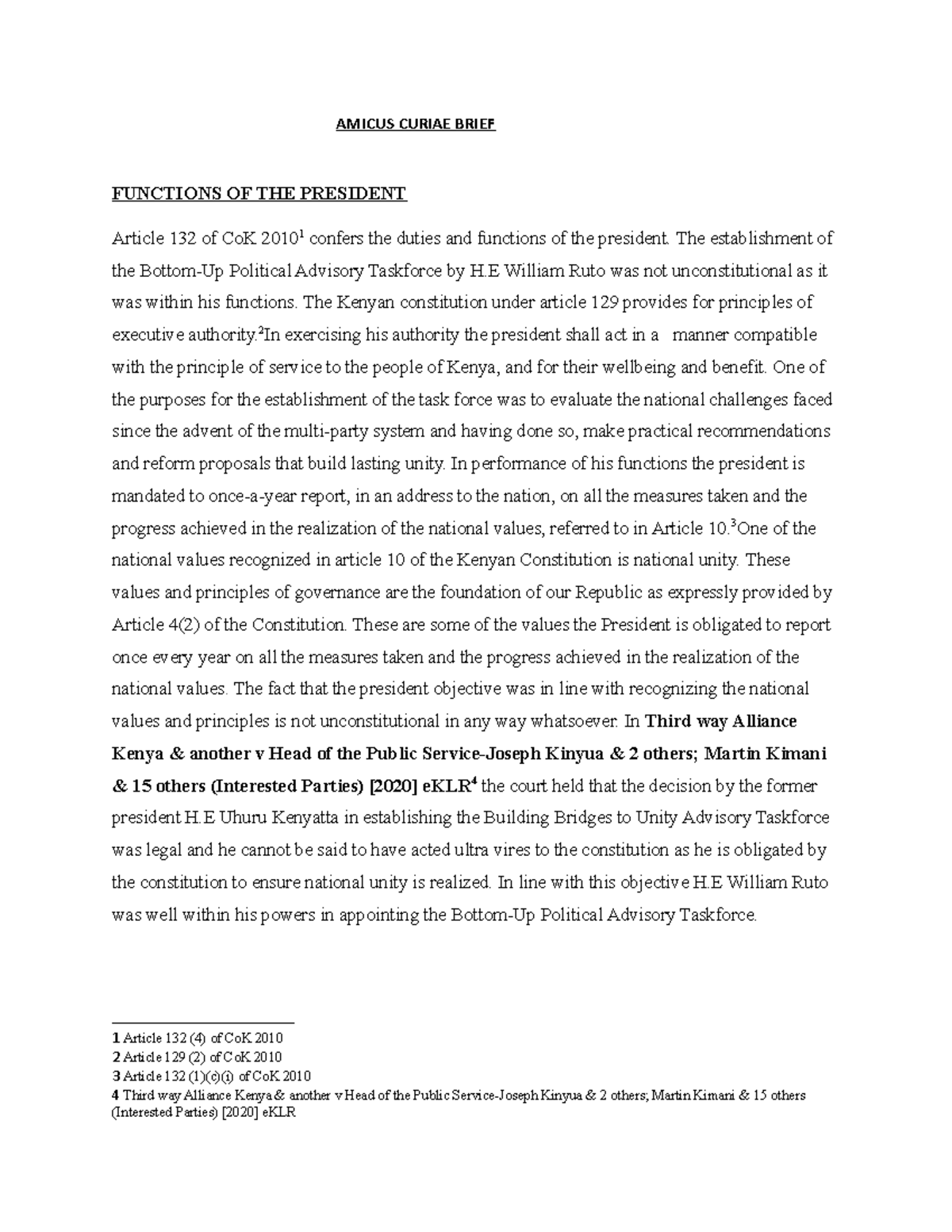 Amicus Curiae brief - Class assignment - AMICUS CURIAE BRIEF FUNCTIONS ...