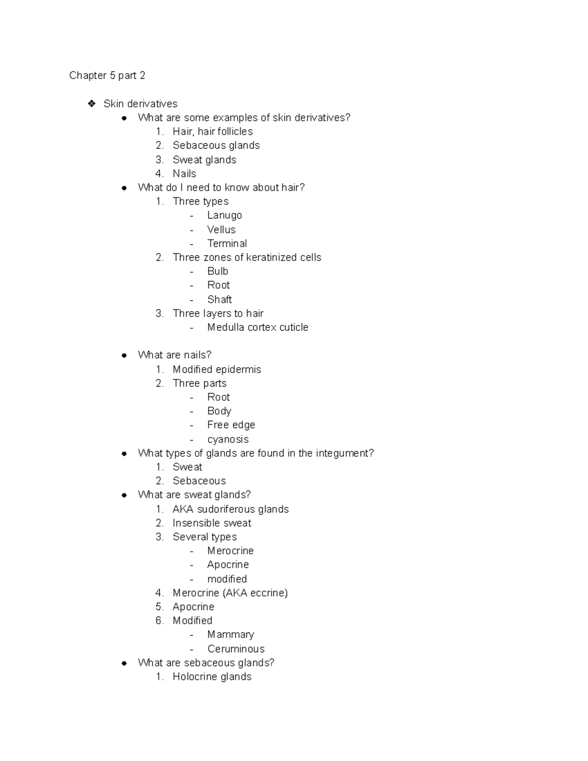 Bio 201 Ch 5 part 2 - Dr.Kellar class - Chapter 5 part 2 Skin ...