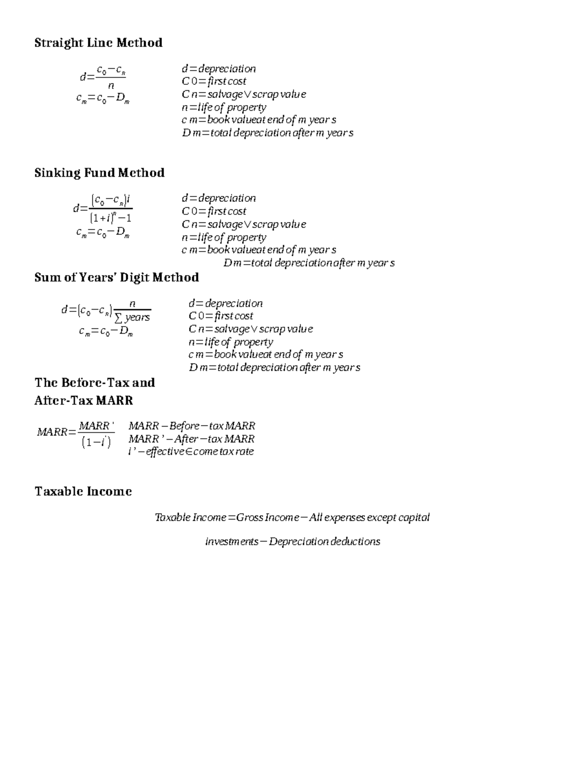 Formula depreciation and after and before tax - Straight Line Method d ...