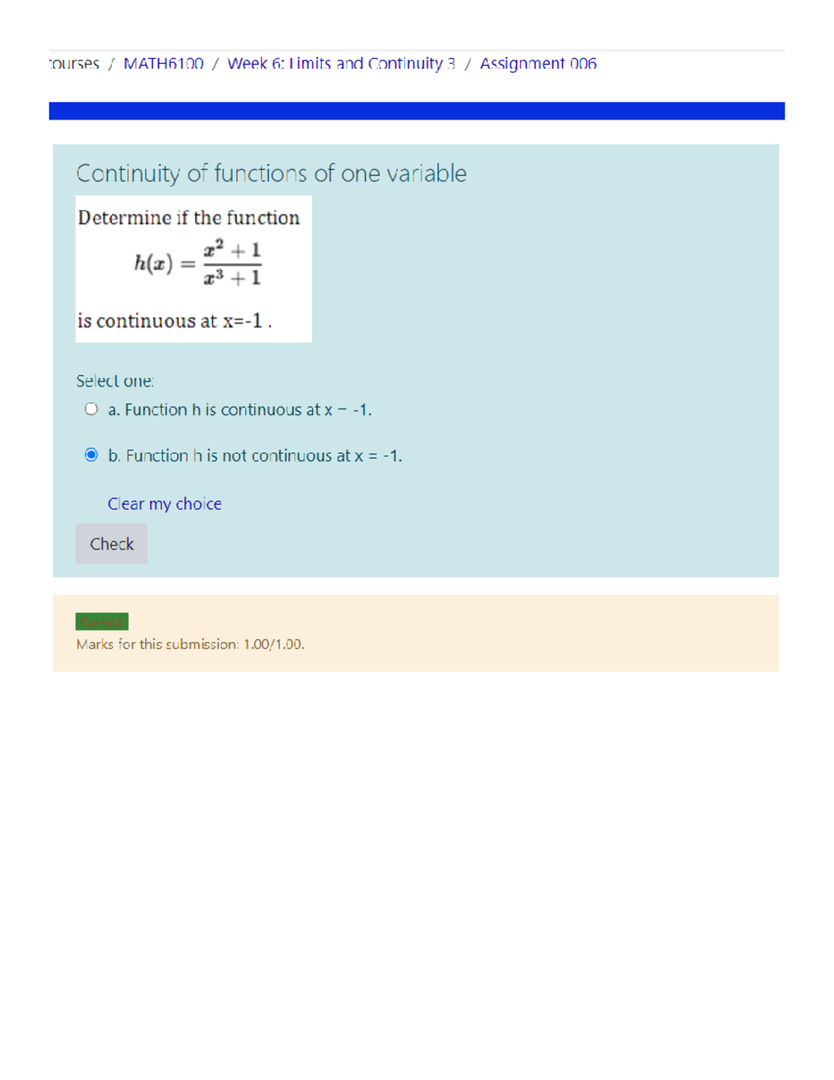 Answers Week6Assignment 006 - Calculus - Short Quiz - Studocu