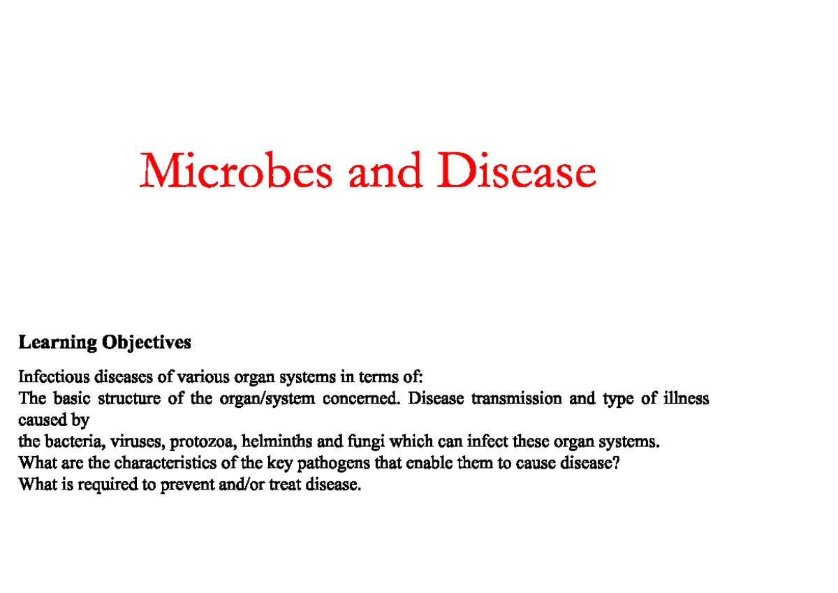 Cardiovascular infection - Microbes and Disease Learning Objectives ...