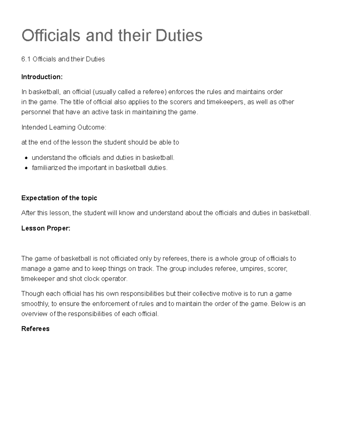 Officials and their Duties PE 202 - Physical Education 4-converted ...