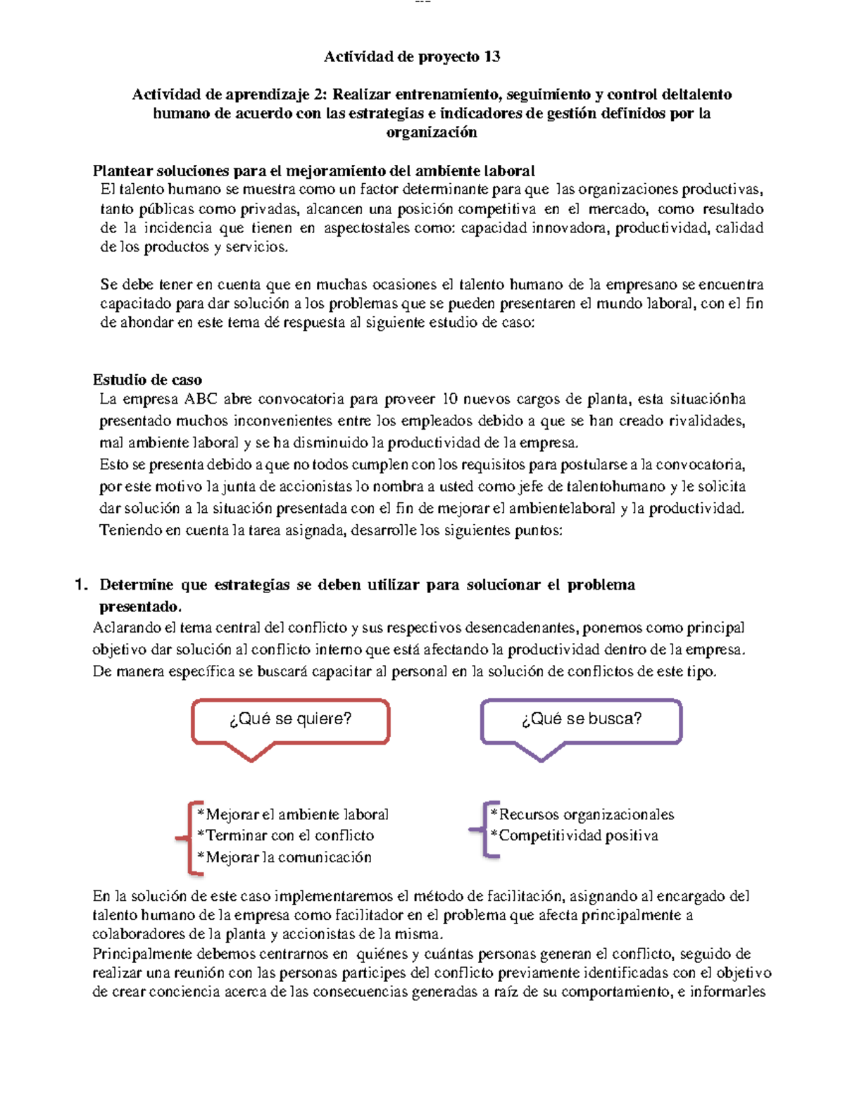 ACTIV PROYECTO 13 solución a conflicto dentro de la empresa - Actividad de proyecto 13 Actividad ...