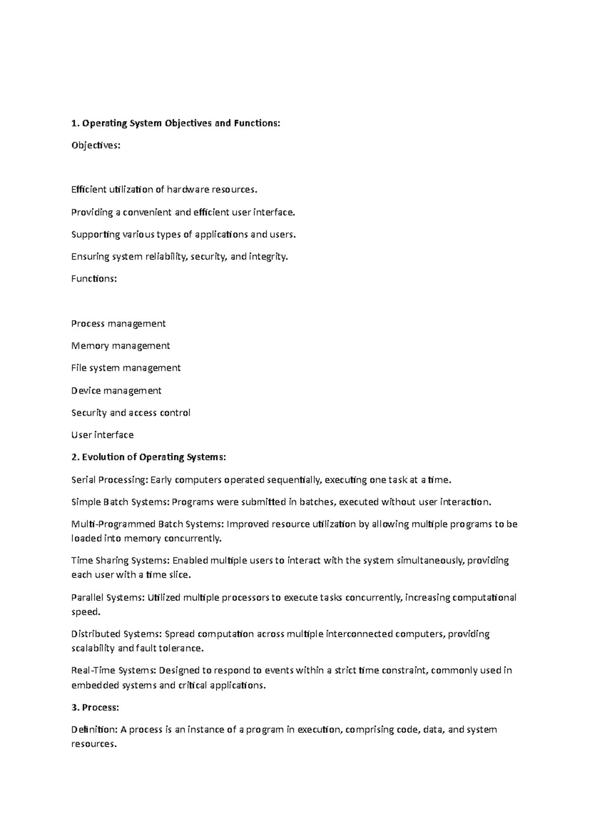 OS Module 1 overview - easy - Operating System Objectives and Functions: Objectives: Efficient ...