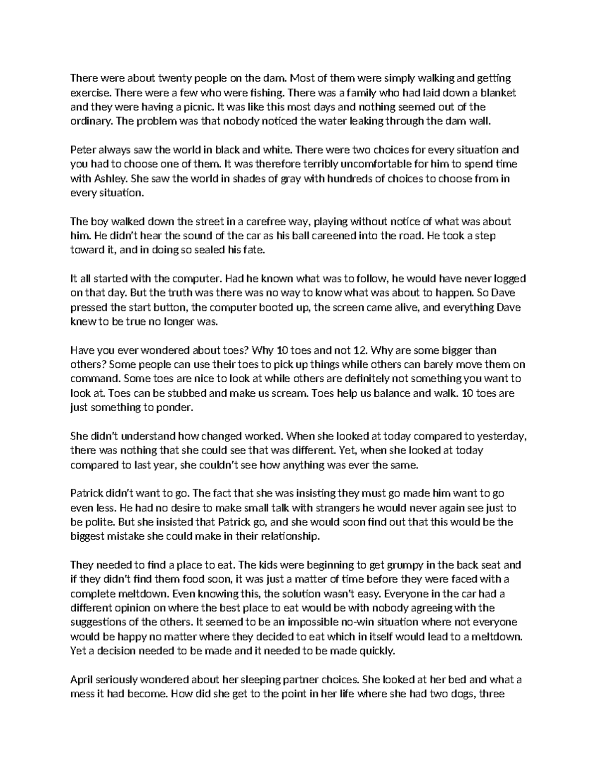 Bhbjm - creative writing assignment - There were about twenty people on ...