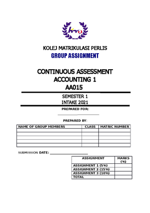 Continuous Assessment Question - KOLEJ MATRIKULASI PERLIS CONTINUOUS ...