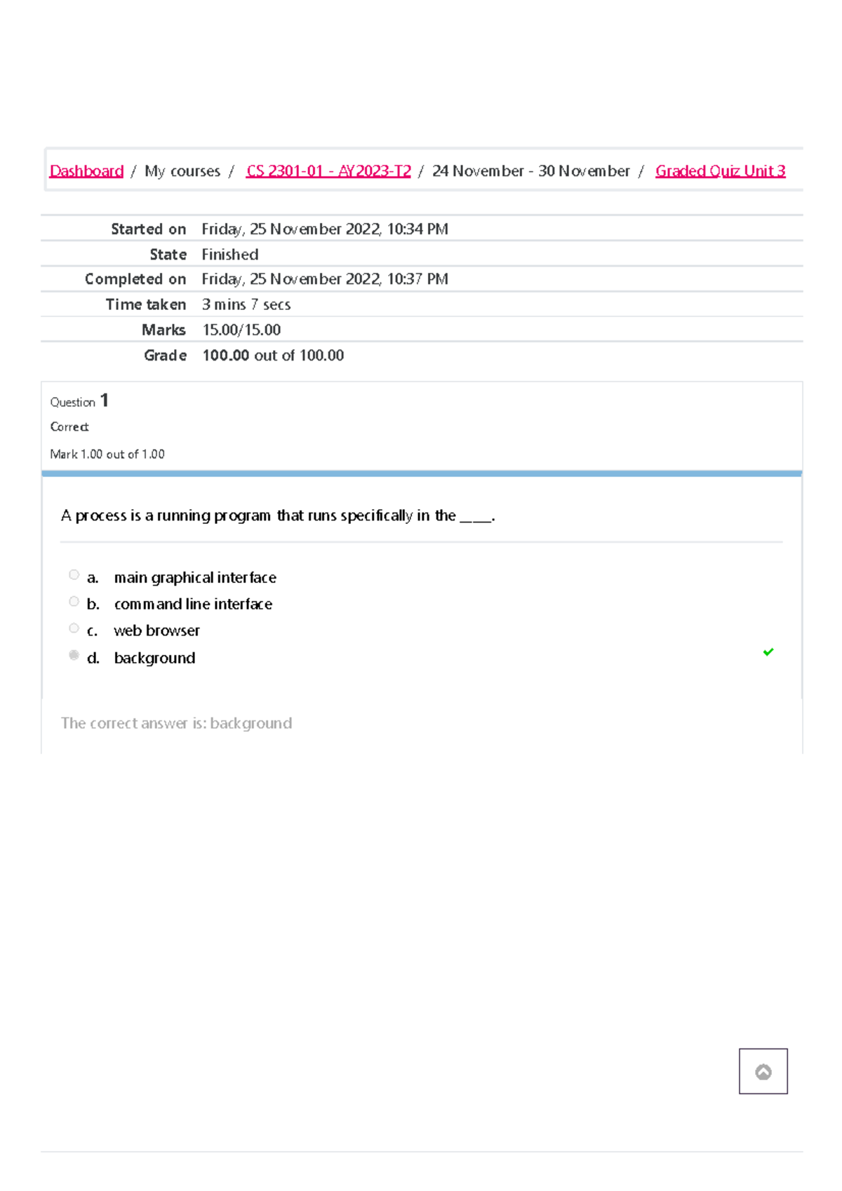 Graded Quiz Unit 3 Web development - Started on Friday, 25 November 2022, 10:34 PM State ...