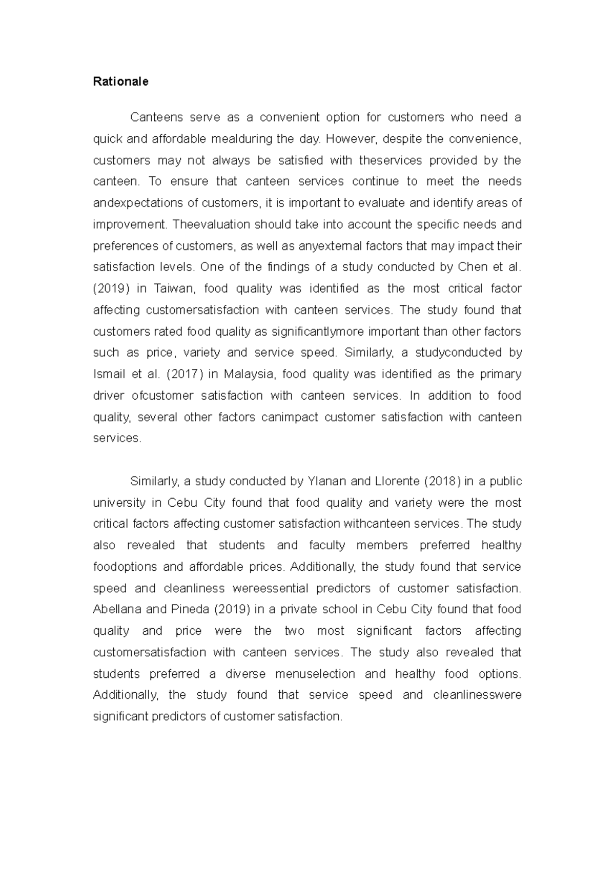 Rationale - Rationale Canteens serve as a convenient option for ...