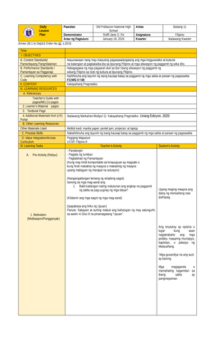 Lesson 1 - For references - P. Ed 6 ASSESSMENT IN LEARNING 1 NELSON L ...