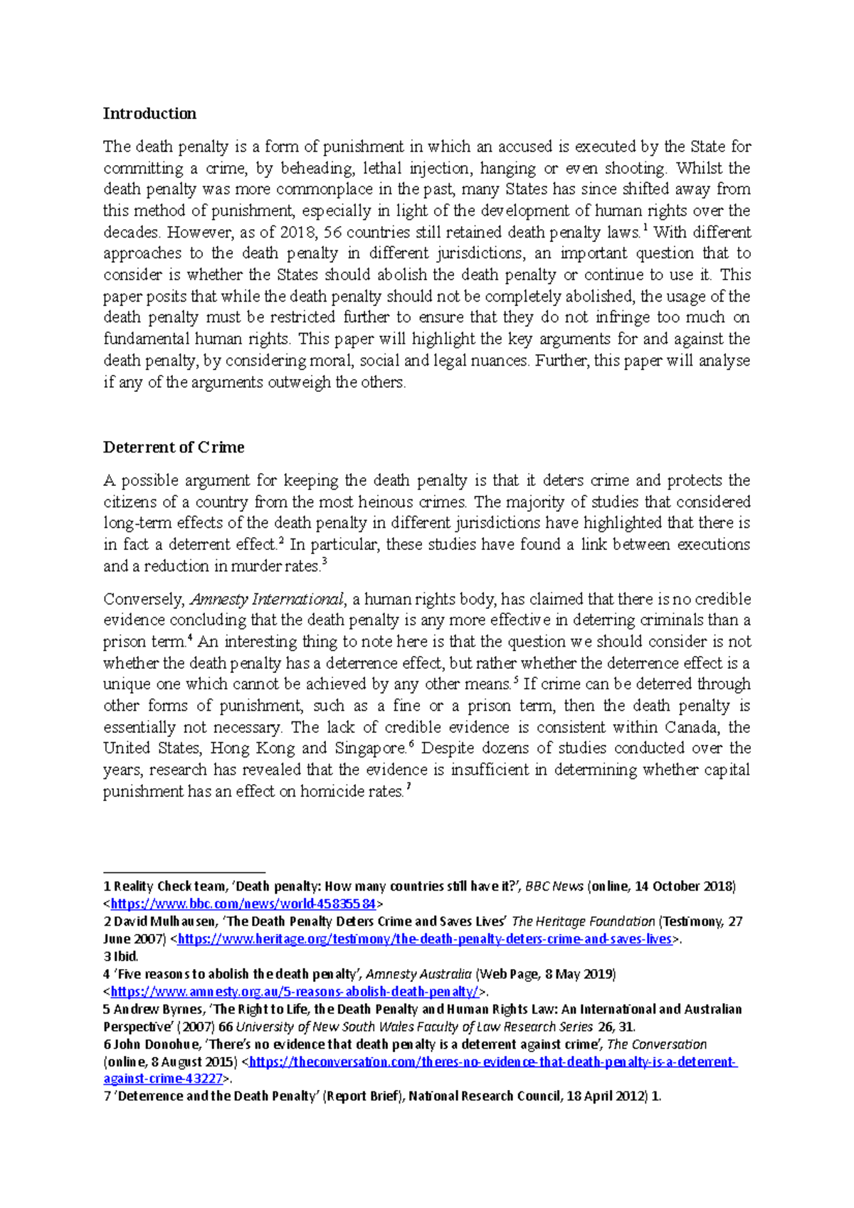 Death penalty essay - Introduction The death penalty is a form of ...