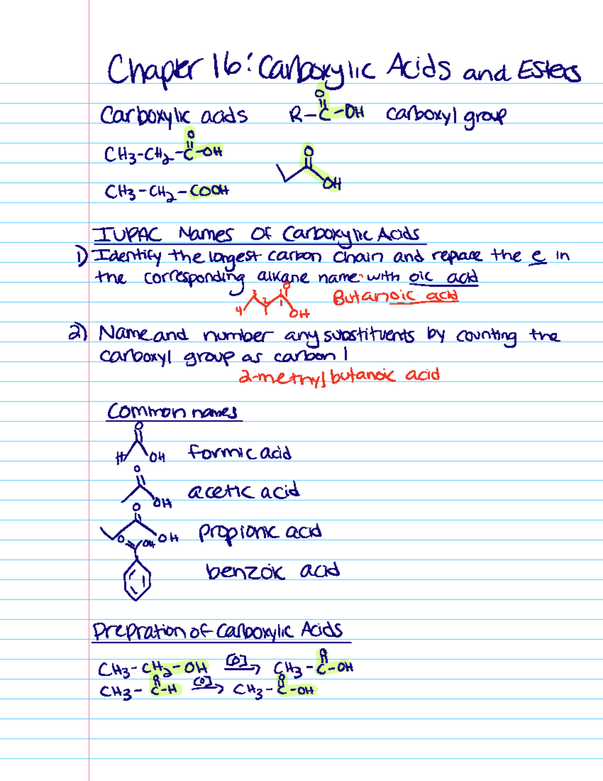 Chem 16-19 - lecture notes for chapters 16-19 - Chapter 16 carboxylic ...