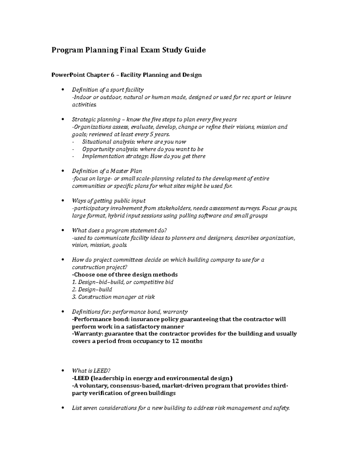 Program Planning Final Exam Study Guide 2 - Program Planning Final Exam ...