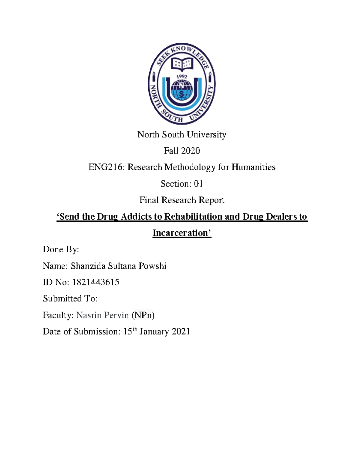 ENG216 final research report - North South University Fall 2020 ENG216 ...