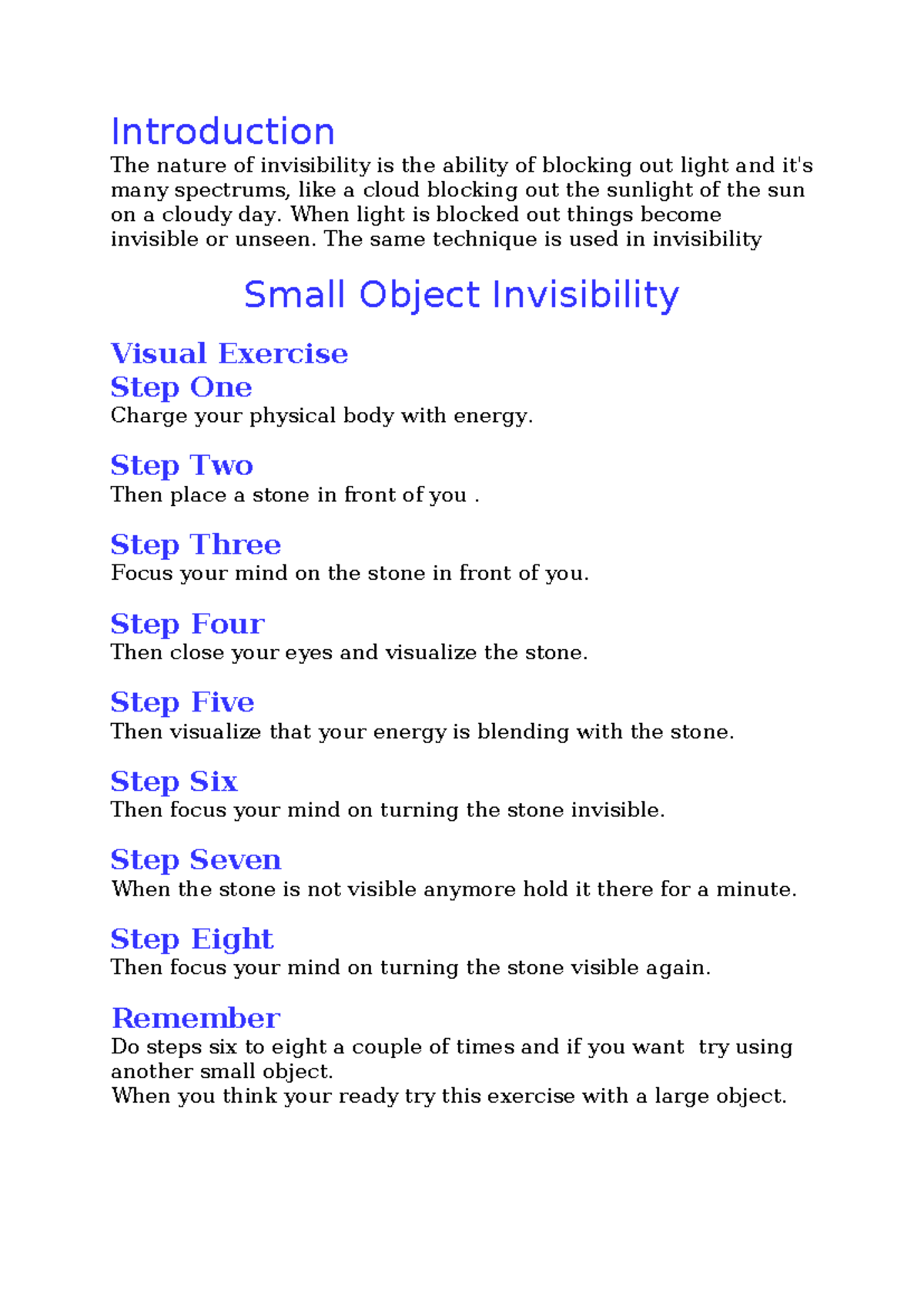Invisibility - ESP is extra sensory perception , detailing how to ...
