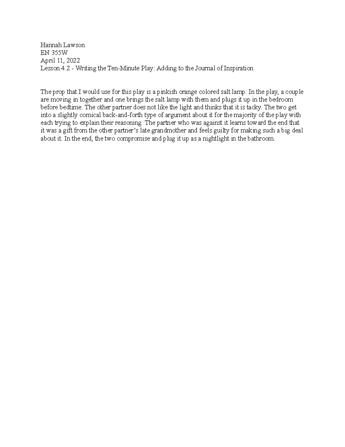Lesson 4 2 Writing The Ten Minute Play Adding To The Journal Of