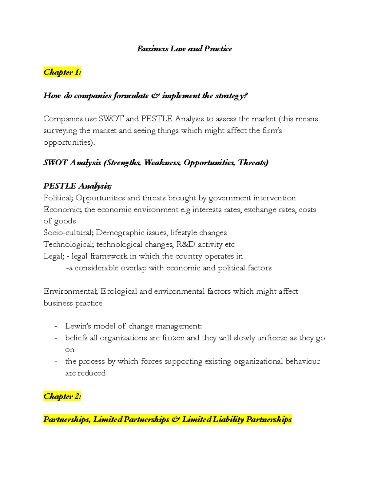 BLP Notes - Business Law and Practice Chapter 1: How do companies ...