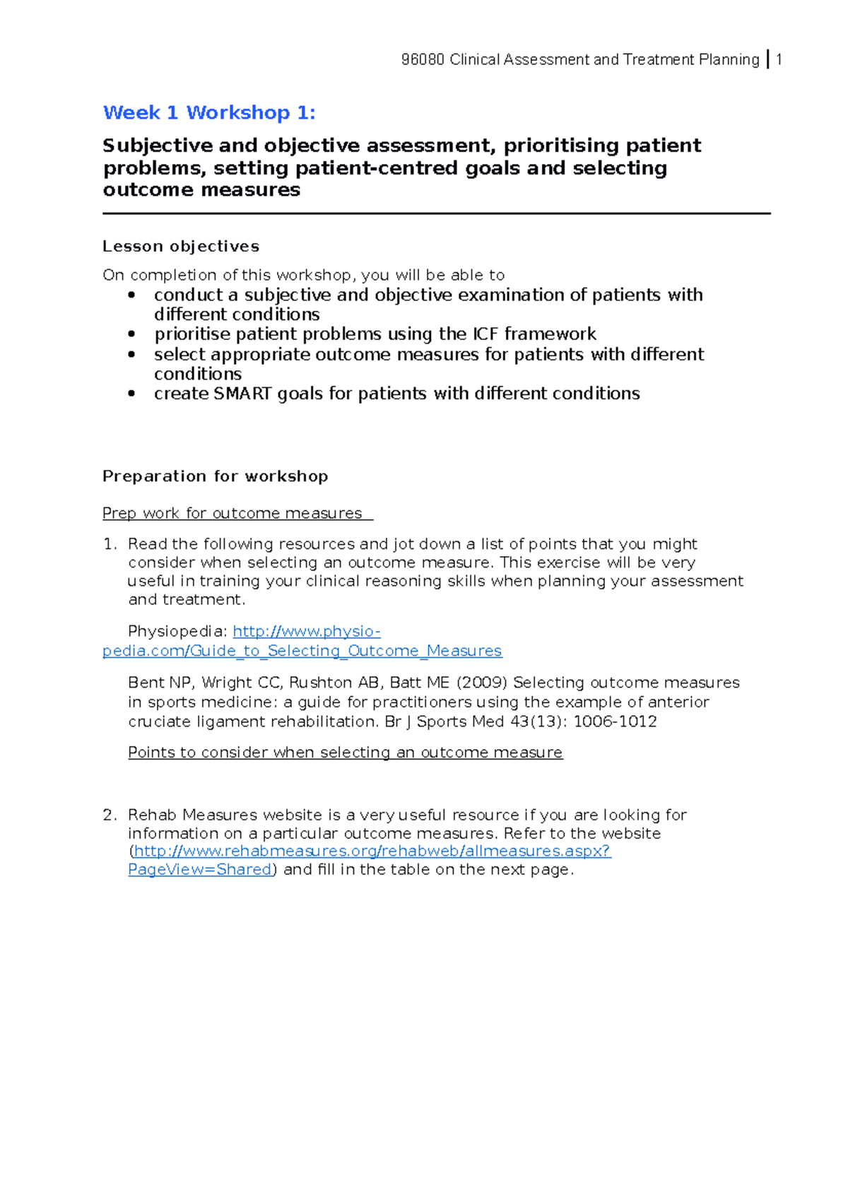 96080 Week 1 Workshop 1 Student - Week 1 Workshop 1: Subjective and ...