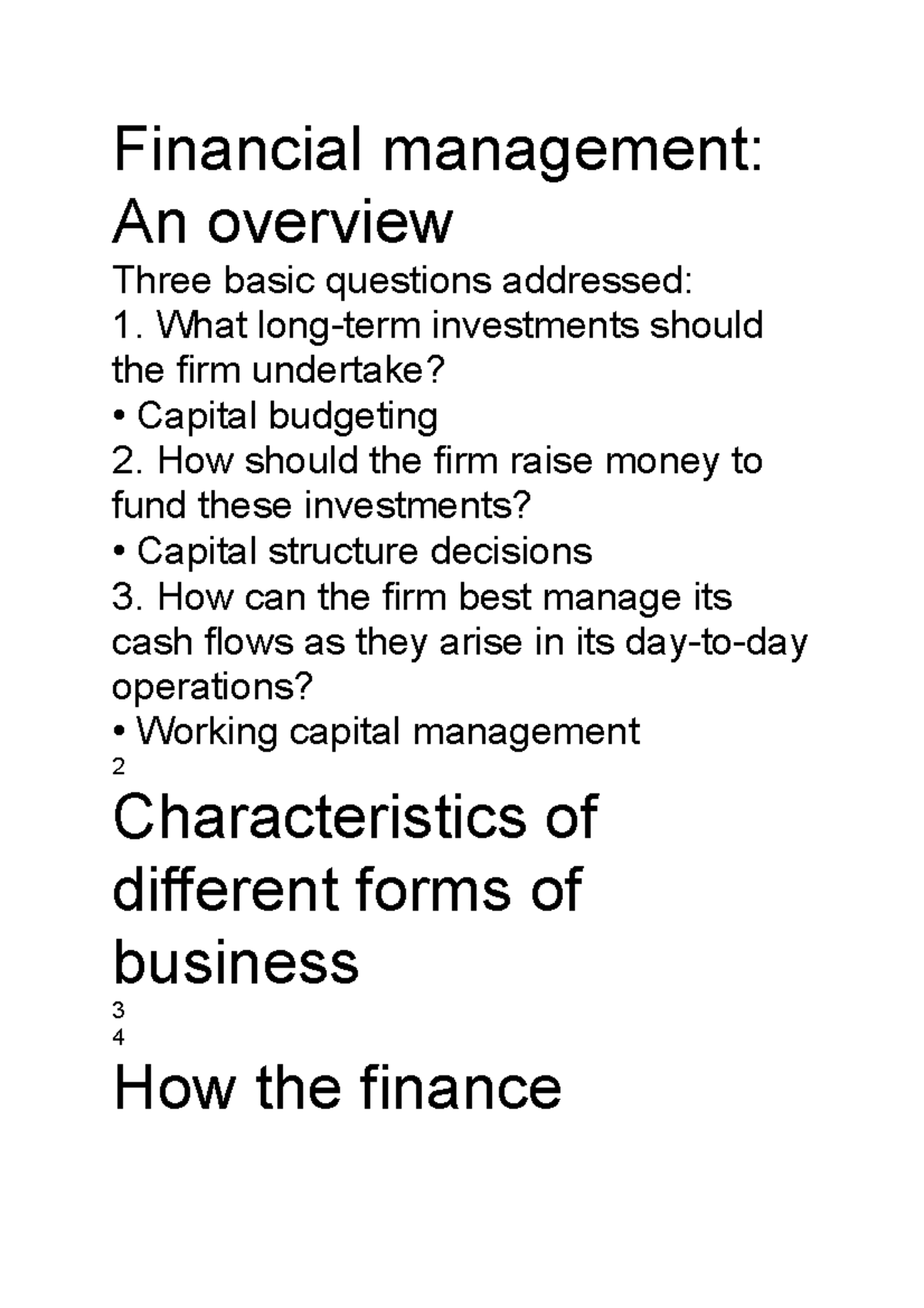 Financial Tutorial Answers Week 1 - Financial management: An overview ...