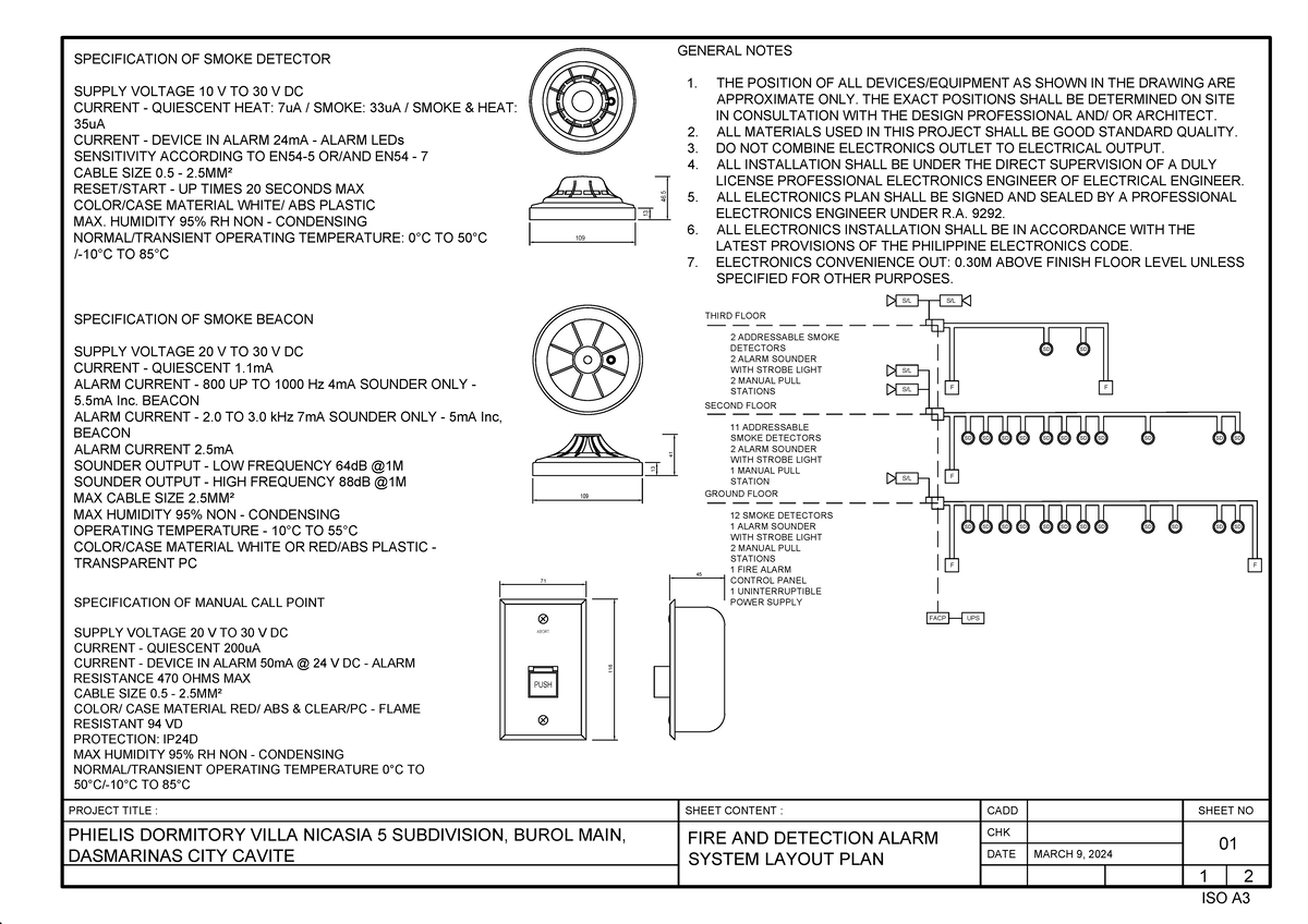 FDAS PLAN PAGE 1 - Lecture for Lab - SD S/L SD SD SD SD SD SD SD SD SD ...