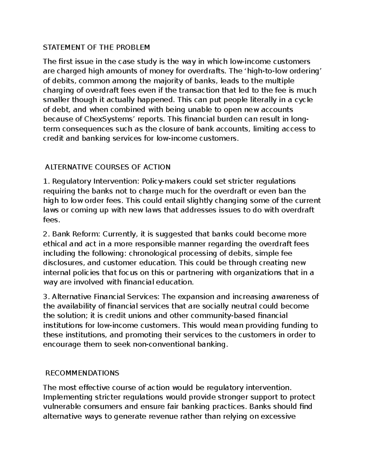 SOP - Theory - STATEMENT OF THE PROBLEM The first issue in the case ...