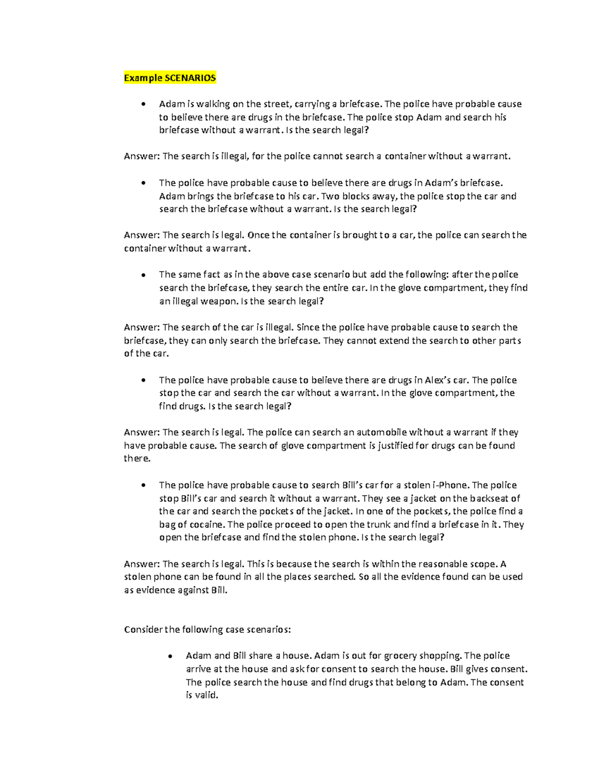 Scenarios Unit 4 - Lecture notes 4 - Example SCENARIOS Adam is walking ...