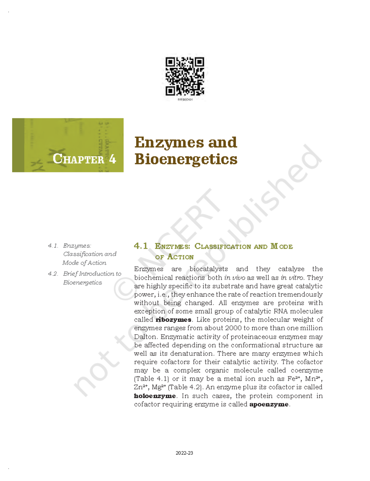 Kebt104 - Enzymes and bioenergetics - Chapter 4 Enzymes and ...