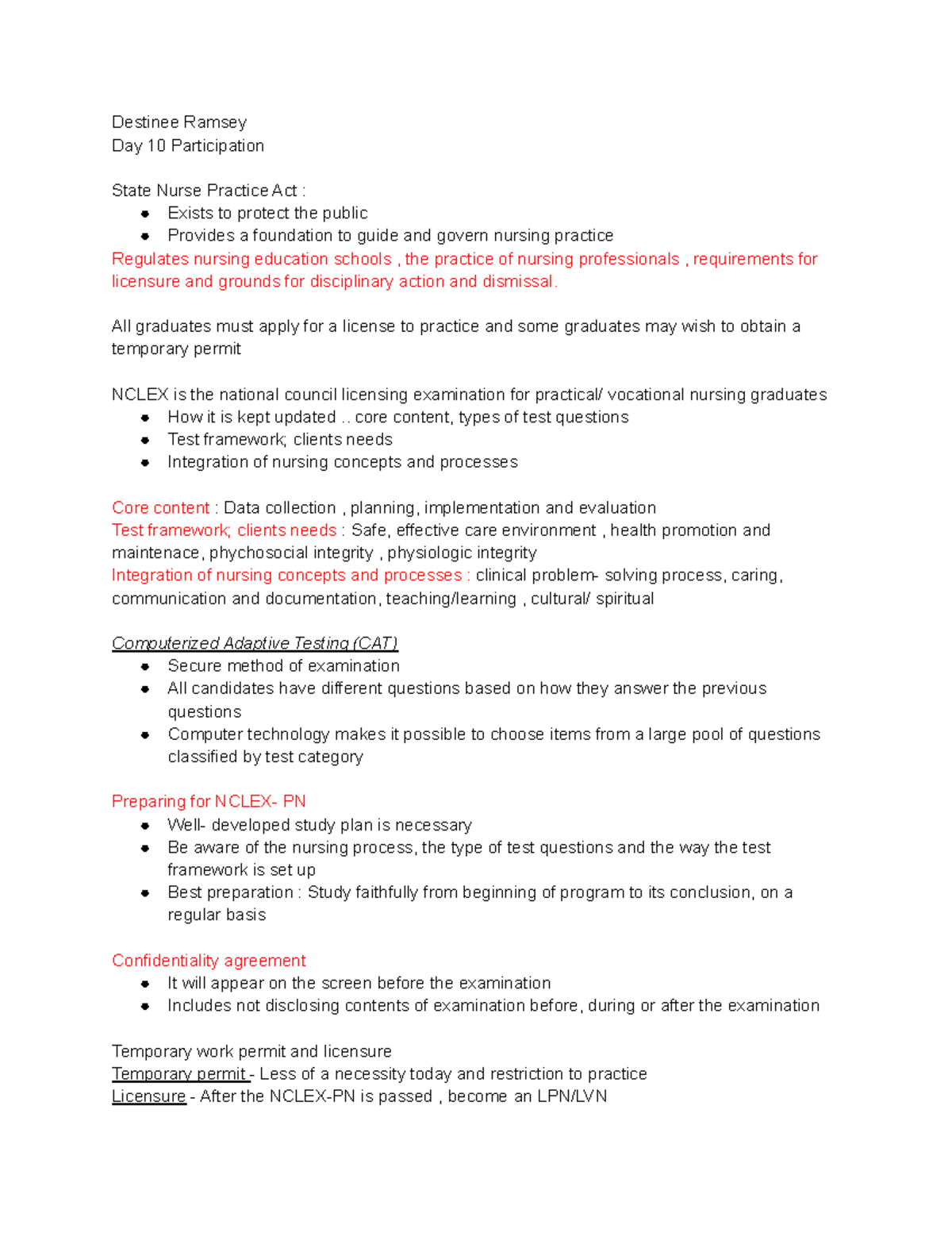 Day 10 participation - assignment #2 geri - Destinee Ramsey Day 10 ...